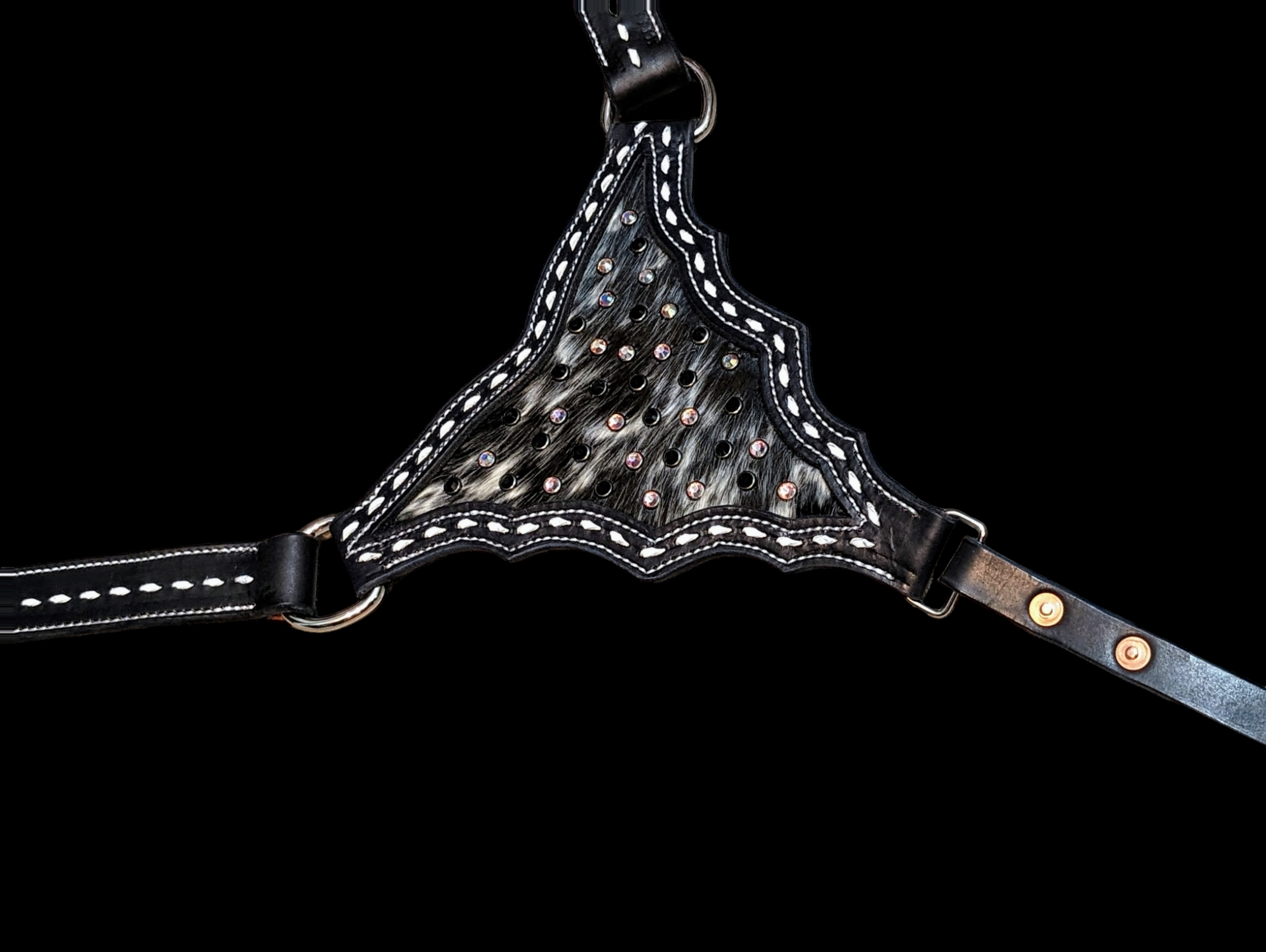 Black Gladiator Breast Collar with Hair-on Hide – Bar B Leather & Tack